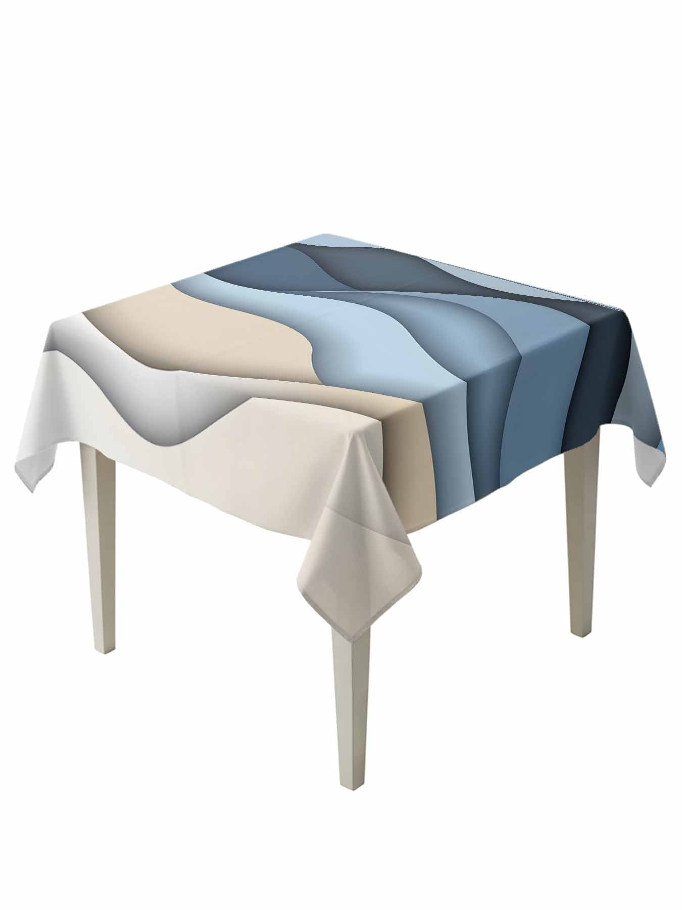 Blue Beige Ombre Table Cloth, Geometric Abstract Modern Moire ...