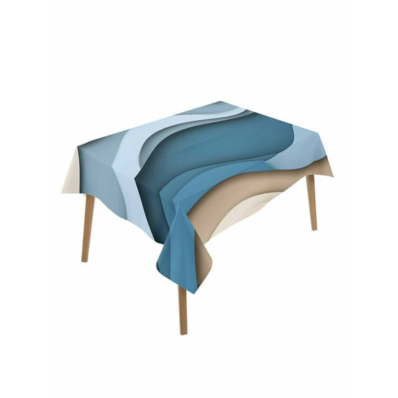 Blue Beige Ombre Table Cloth, Geometric Moire Abstract Modern ...