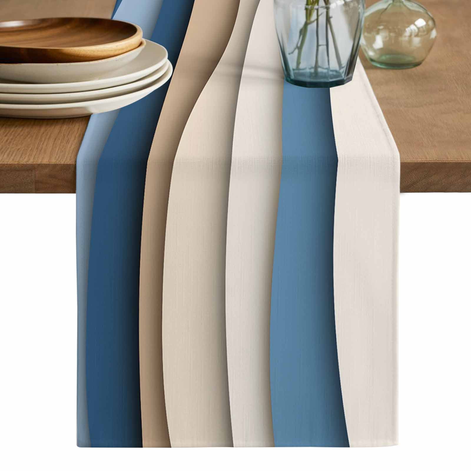 Blue Beige Ombre Table Runner, Aesthetics Modern Abstract Geometric ...