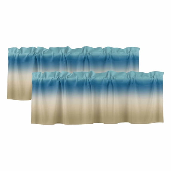 Blue Beige Ombre Valances for Windows, Decorative Rod Pocket Window ...