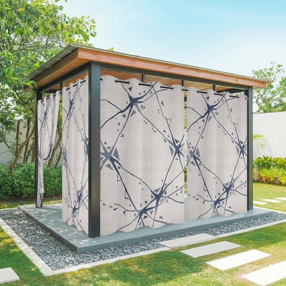 Blue Beige Outdoor Curtains for Patio Waterproof, Grommet Outdoor ...