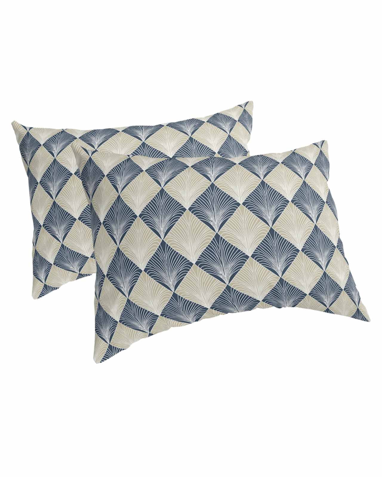 Blue Beige Pillow Covers King Size 2 Pack, Modern Contemporary Floral ...