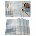 Blue Beige Placemats Set of 8, Cotton Linen Fabric Place Mats, Oil ...