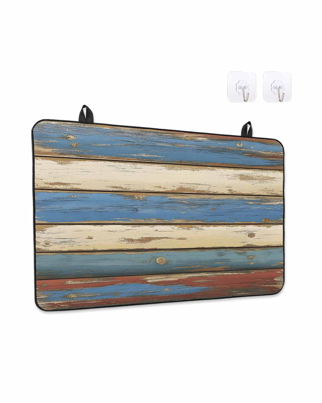 Blue Beige Plank Stove Top Covers for Electric Stove, Kitchen Glass ...