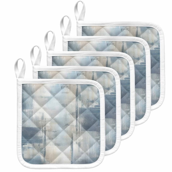 Blue Beige Pot Holders for Kitchen Heatproof Potholder, 5 Pack Oil ...