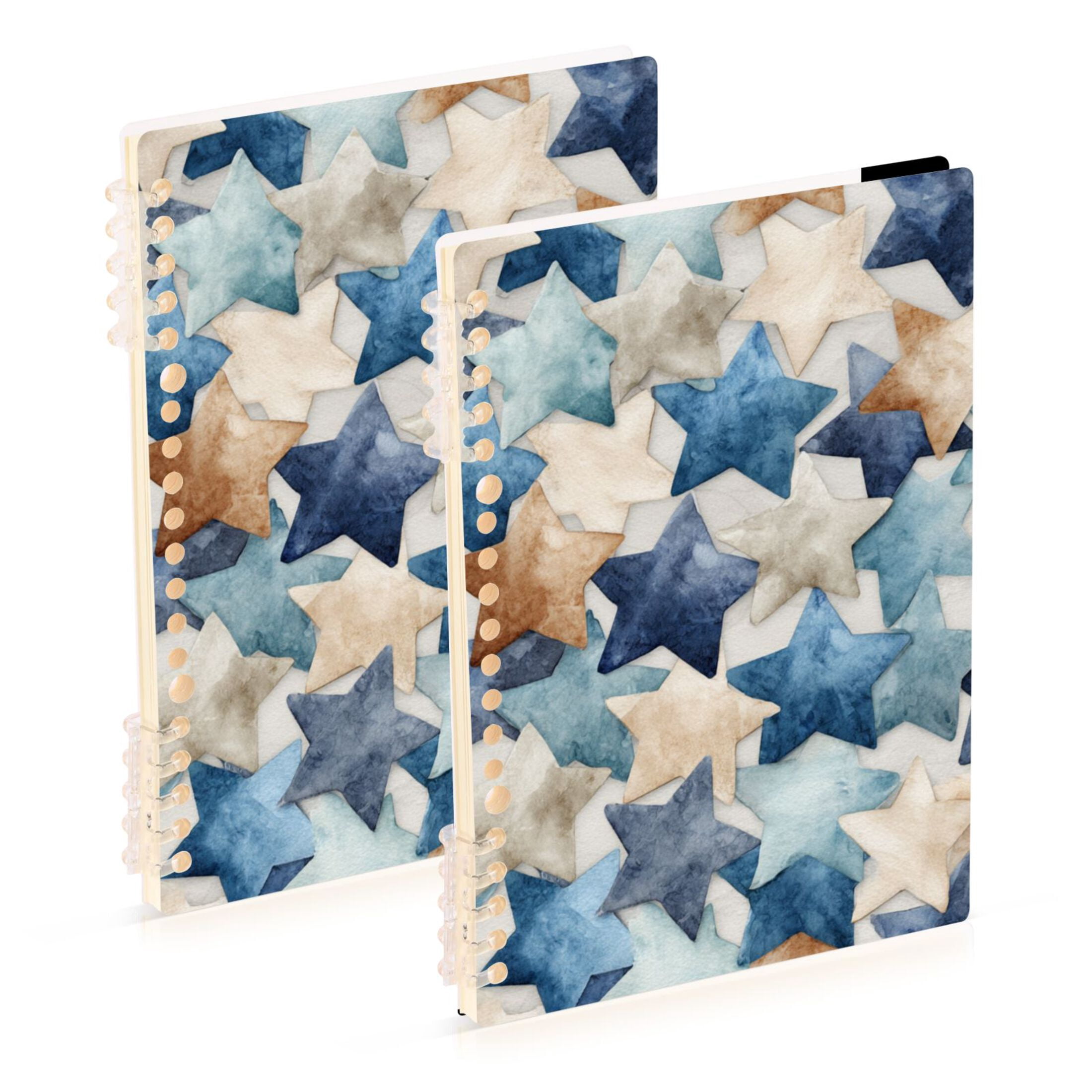 Blue Beige Retro Stars Notebook Detachable Coil Notebook Diary Plan ...