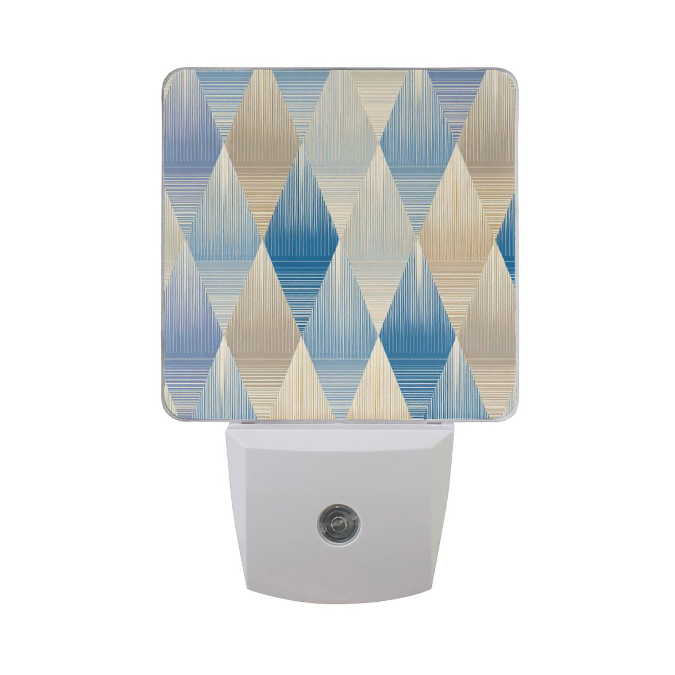 Blue Beige Rhombus Patterns LED Night Light Sensor Lamp Plug-in ...