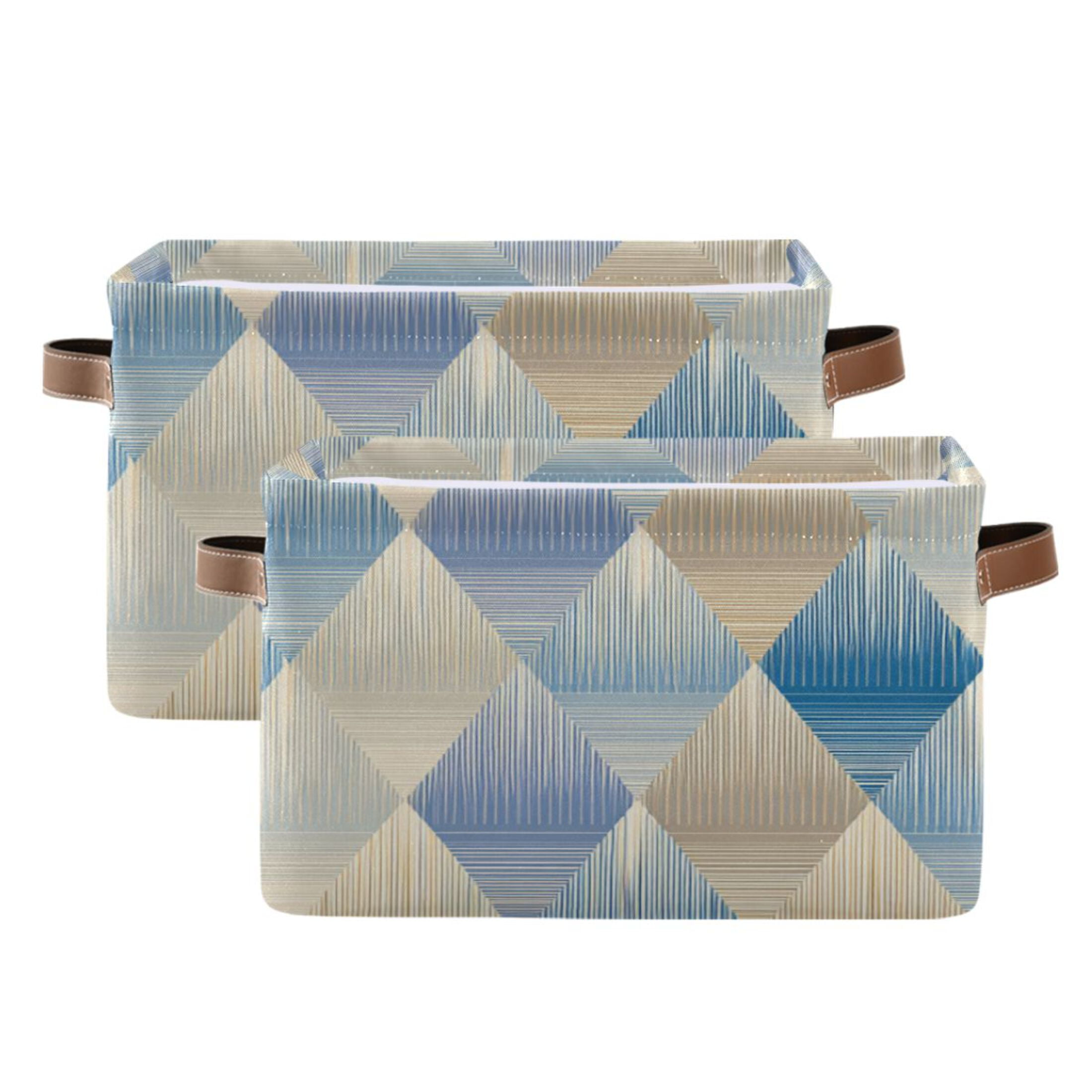 Blue Beige Rhombus Patterns Square Storage Bins with Handles ...