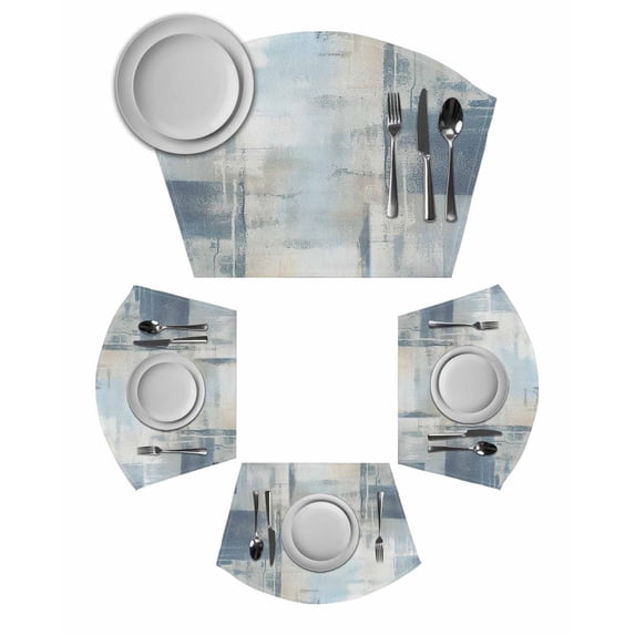 Blue Beige Round Table Placemats Set of 6 Wedge Placemats, Oil Painting ...