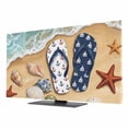 Blue Beige Seaside TV Cover for 65 Inch Screen,Stretch Fabric Dustproof ...