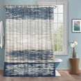 Blue Beige Stripes Shower Curtain Set with Hooks, Vintage Rustic ...