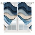 Blue Beige Swag Curtain Valance for Window 2 Panels Modern Geometric ...