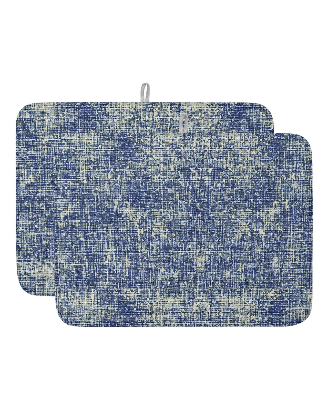 Blue Beige Textured Dish Drying Mat 18x24 inch Vintage Rustic Abstract ...