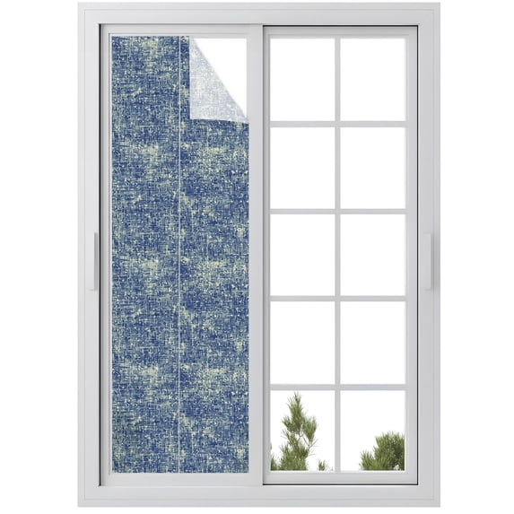 Blue Beige Textured Window Privacy Film Vintage Rustic Abstract ...