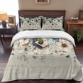 Blue Beige Tulip Farm Butterfly Queen Size Bed Set,Country Romantic ...