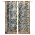 Blue Beige Vintage Blackout Curtains 39 Inches Long, Modern Geometric ...