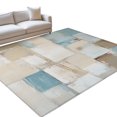 Blue Beige Washable Rug 6x9 Area Rug for Living Room Bedroom Non Slip ...