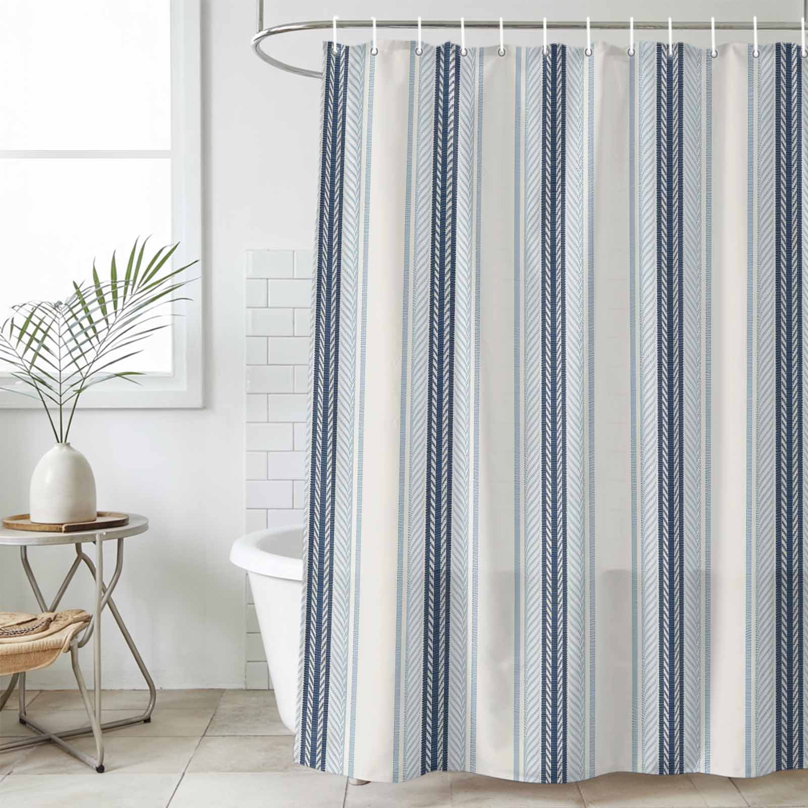 Blue Beige Waterproof Fabric Shower Curtain,Modern Abstract Gradient ...