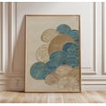 Blue Beige Wave Japanese Abstract Gold Line Pattern Illustration Poster ...