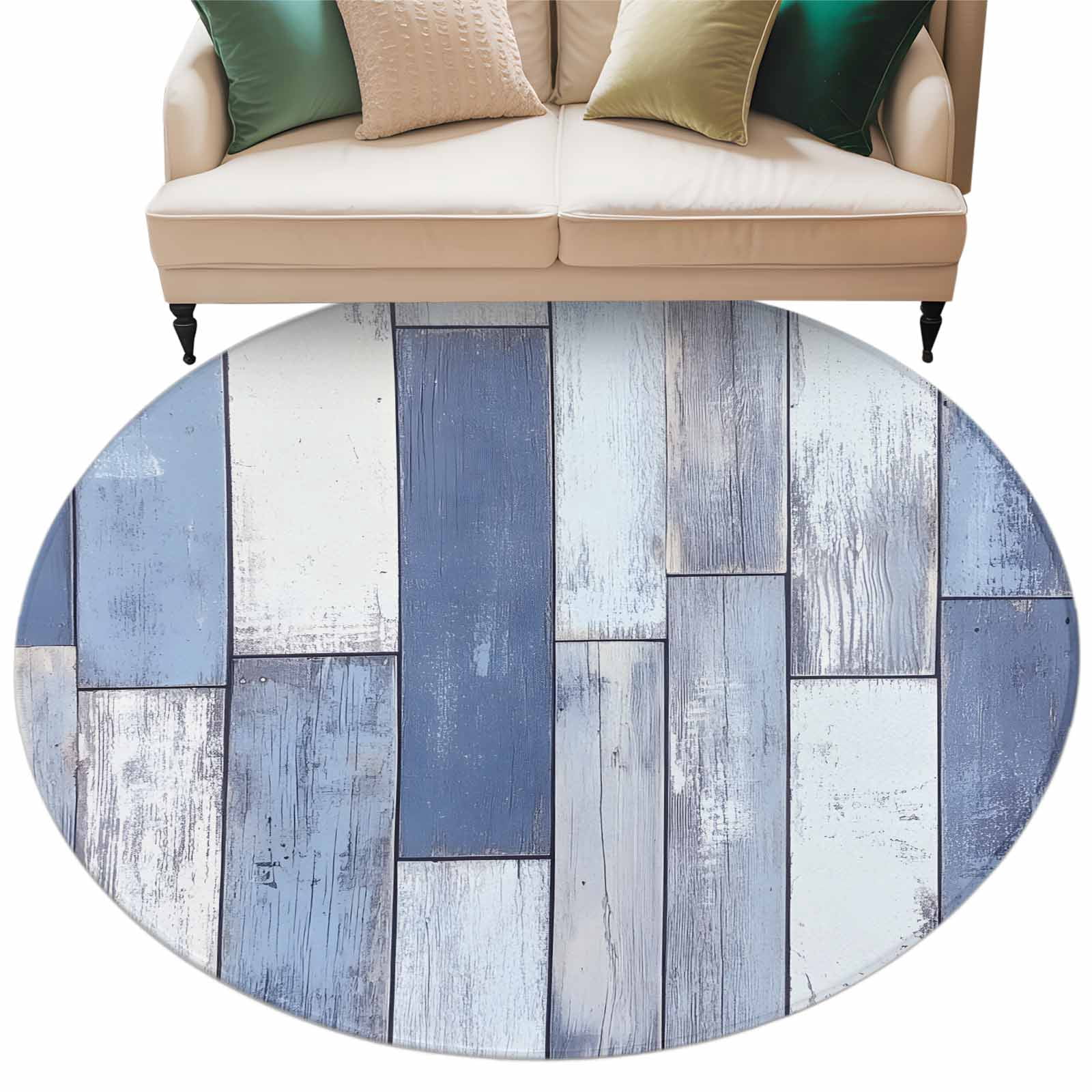 Blue Beige Wooden Large Area Rugs for Bedroom Living Room, Soft Non ...