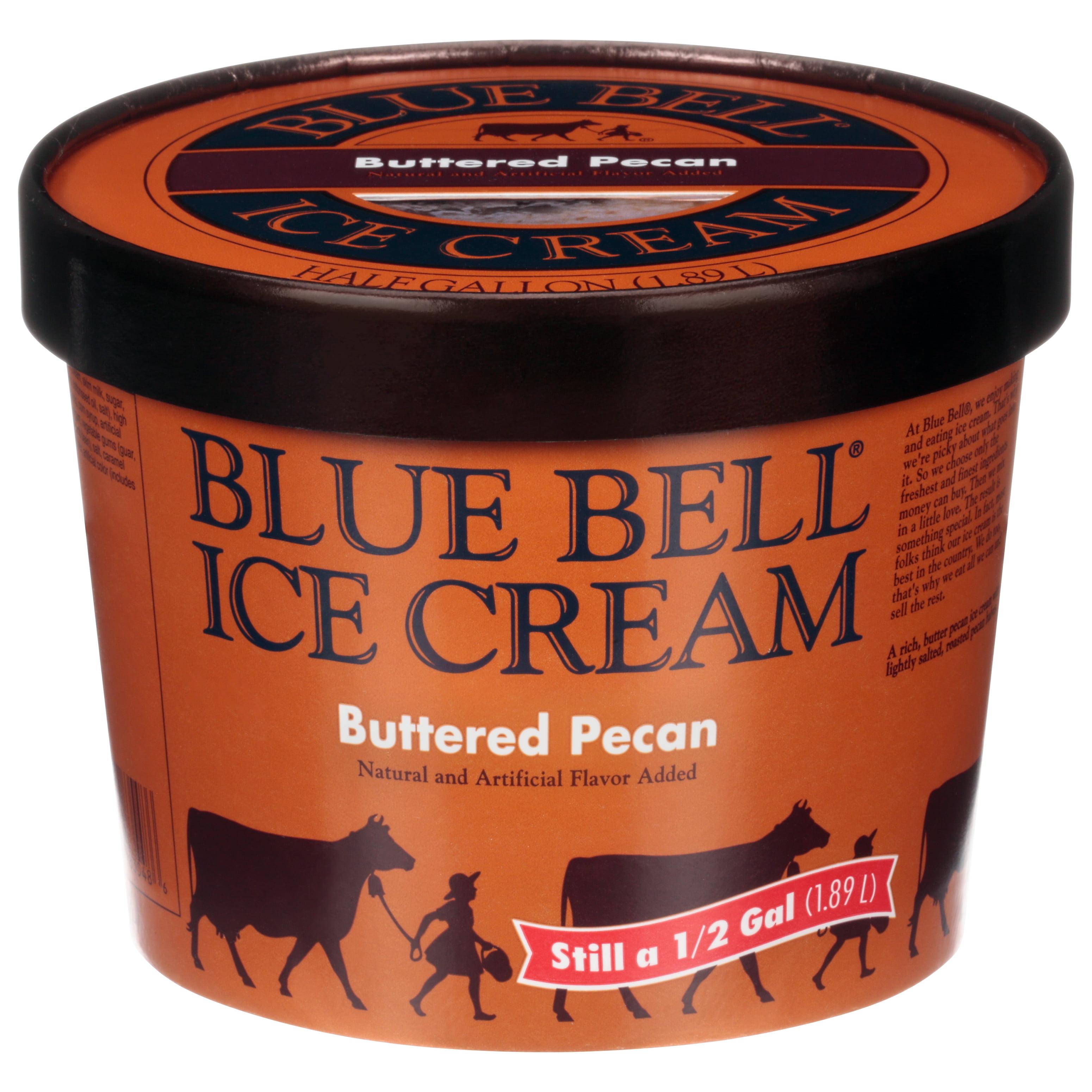 Blue Bell Buttered Pecan Brown Rim Ice Cream Half Gallon, 64 fl oz ...
