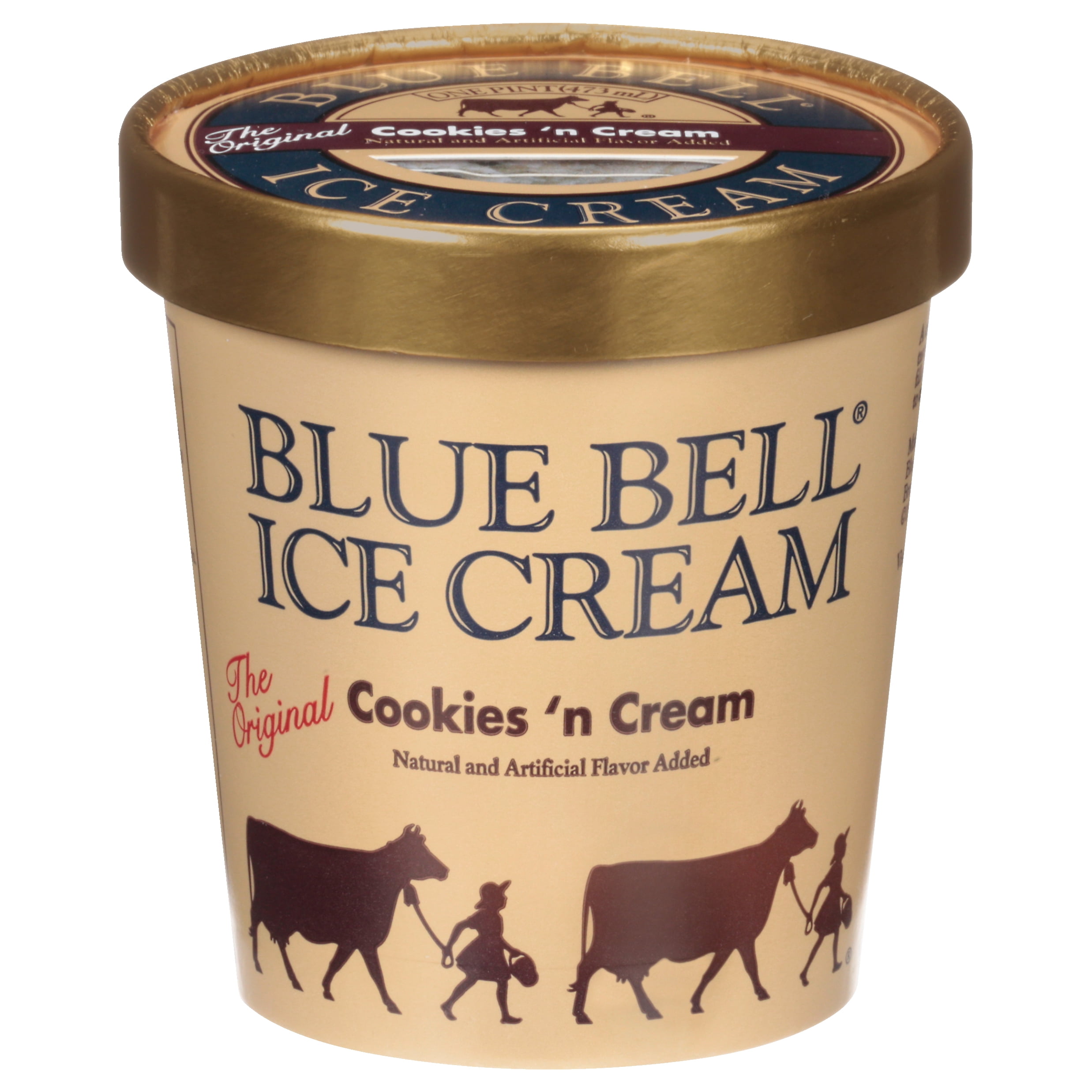Blue Bell Cookies ’n Cream Gold Rim Ice Cream Pint, 16 fl oz - Walmart.com