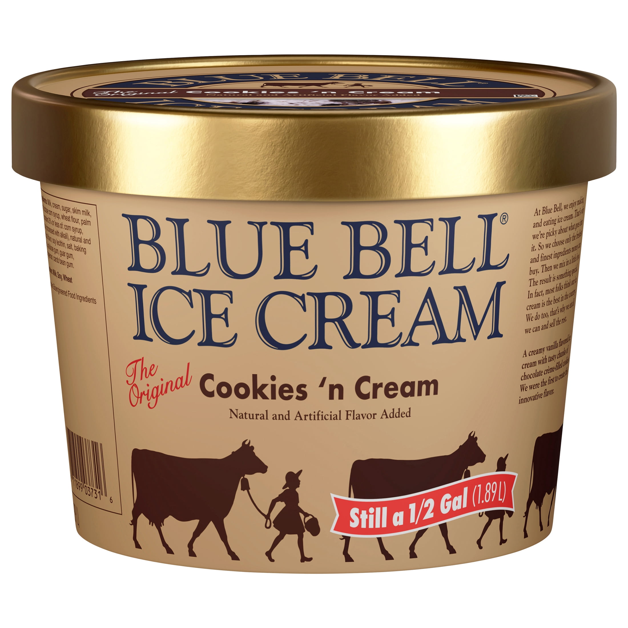 Blue Bell Cookies 'n Cream Ice Cream Half Gallon, 64 fl oz - Walmart.com