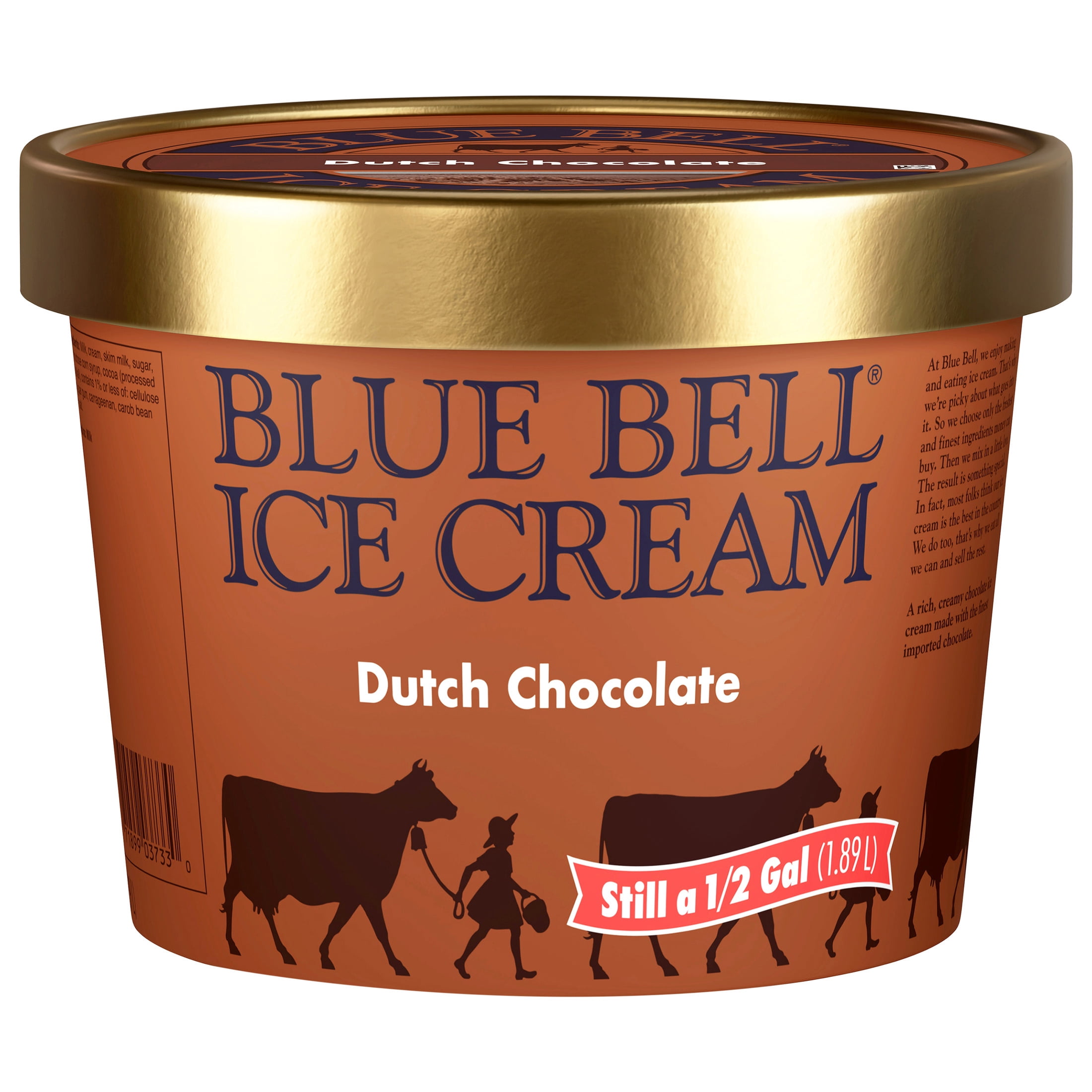 Blue Bell Dutch Chocolate Ice Cream Half Gallon, 64 fl oz - Walmart.com