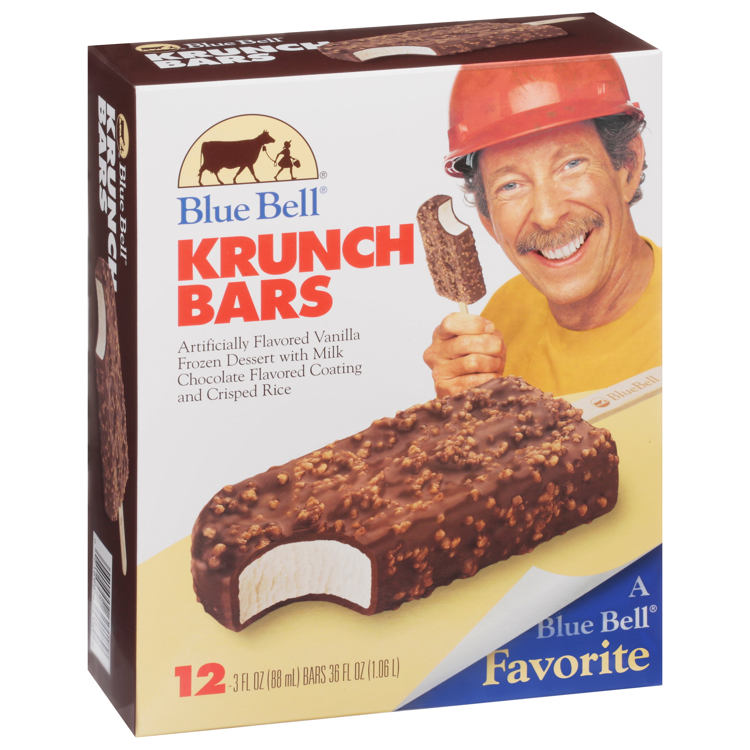 Blue Bell Krunch Frozen Dairy Dessert Bars, 3.0 fl oz, 12 Count ...