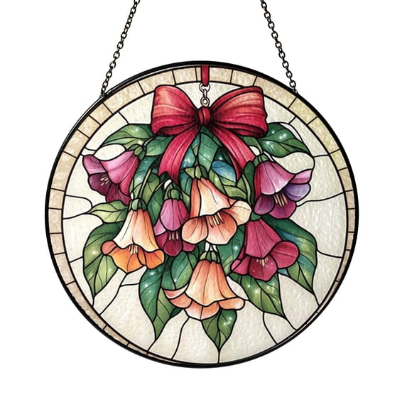Blue Bellflower Bouquet Stained Glass Style Suncatcher Window Hanging ...