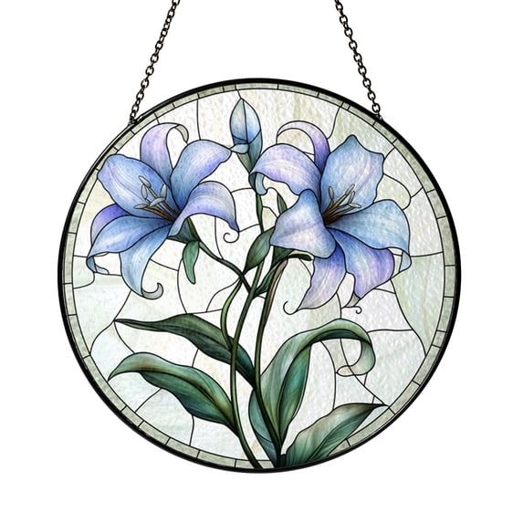 Blue Bellflower Stained Glass Style Suncatcher Window Hanging Decor ...
