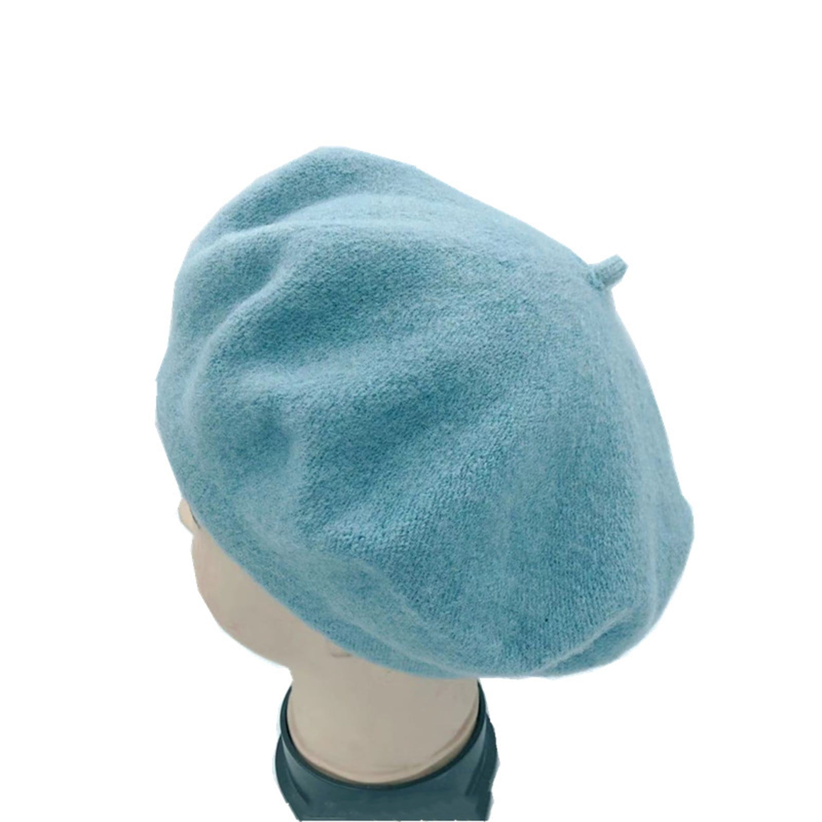 Blue Berets Ladies Solid Color Imitation Wool Beret Bud Hat Painter Hat ...