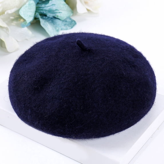 Blue Berets for Women Men New Solid Color Adjustable Wool Beret Wool ...