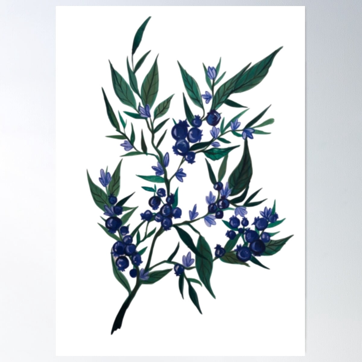 Blue Berry Poster Wall Art, Modern Wall Decor For Living Room Bedroom ...
