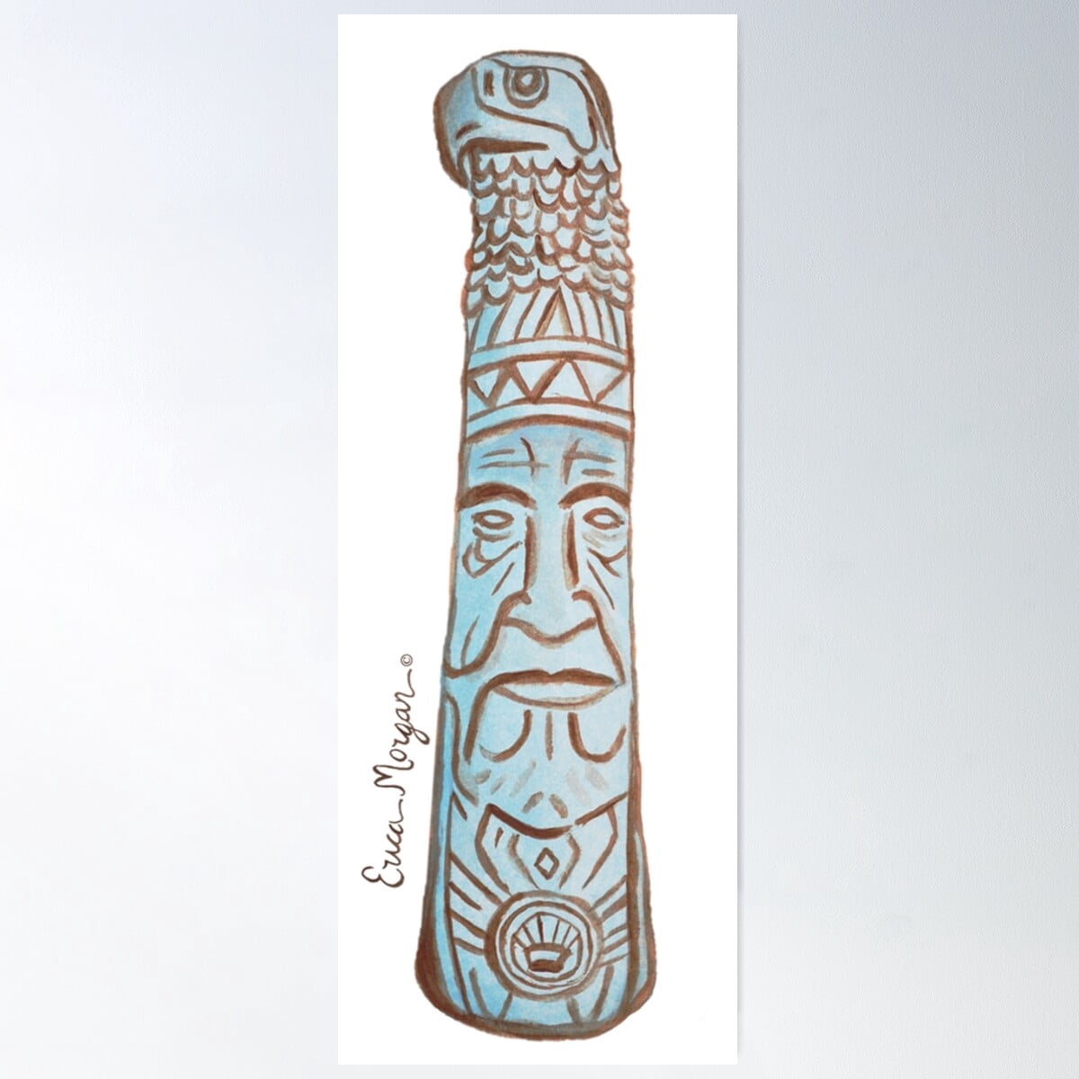 Blue Bethany Beach Totem Pole Poster Wall Art, Modern Wall Decor For ...