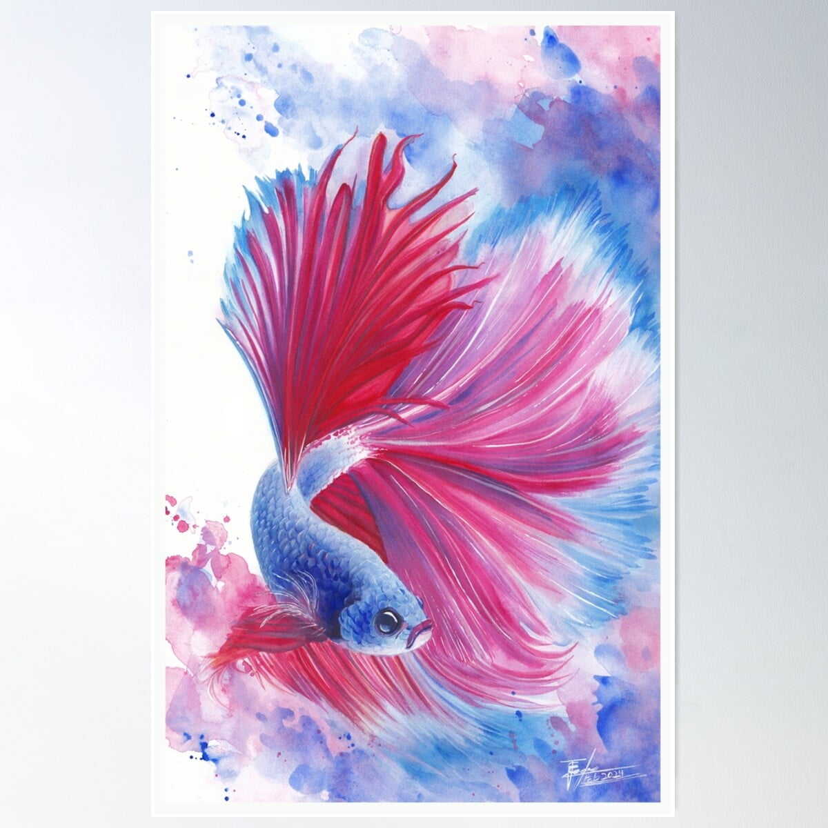 Blue Betta 2 Poster Wall Art, Modern Wall Decor For Living Room Bedroom ...