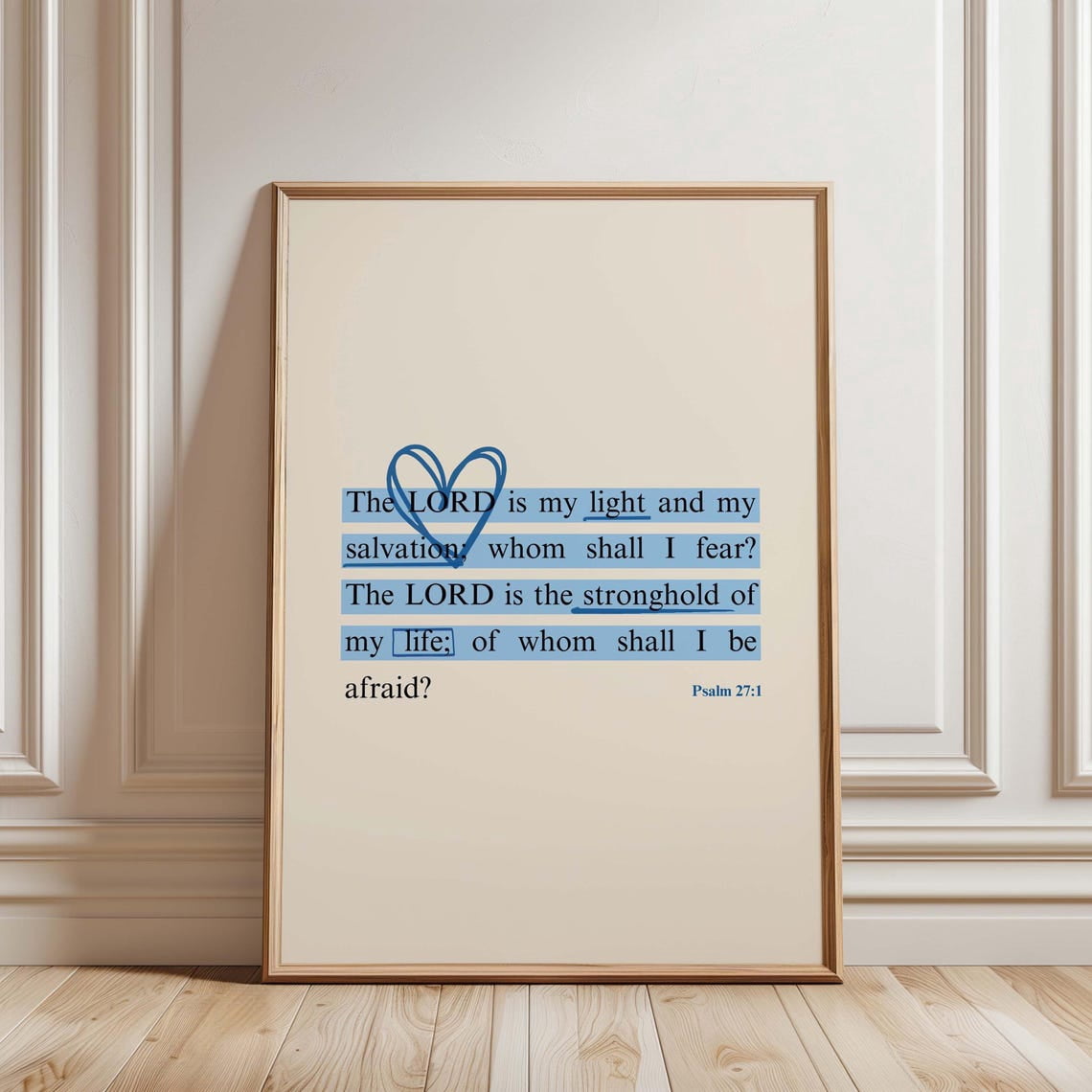 Blue Bible Verse Wall Art, Christian Scripture Print, Unframed Paper ...