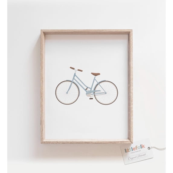 Blue Bike Poster Bicycle Nursery Decor Travel Wall Art Boys Room Poster, Stretched Size 12x18 ...