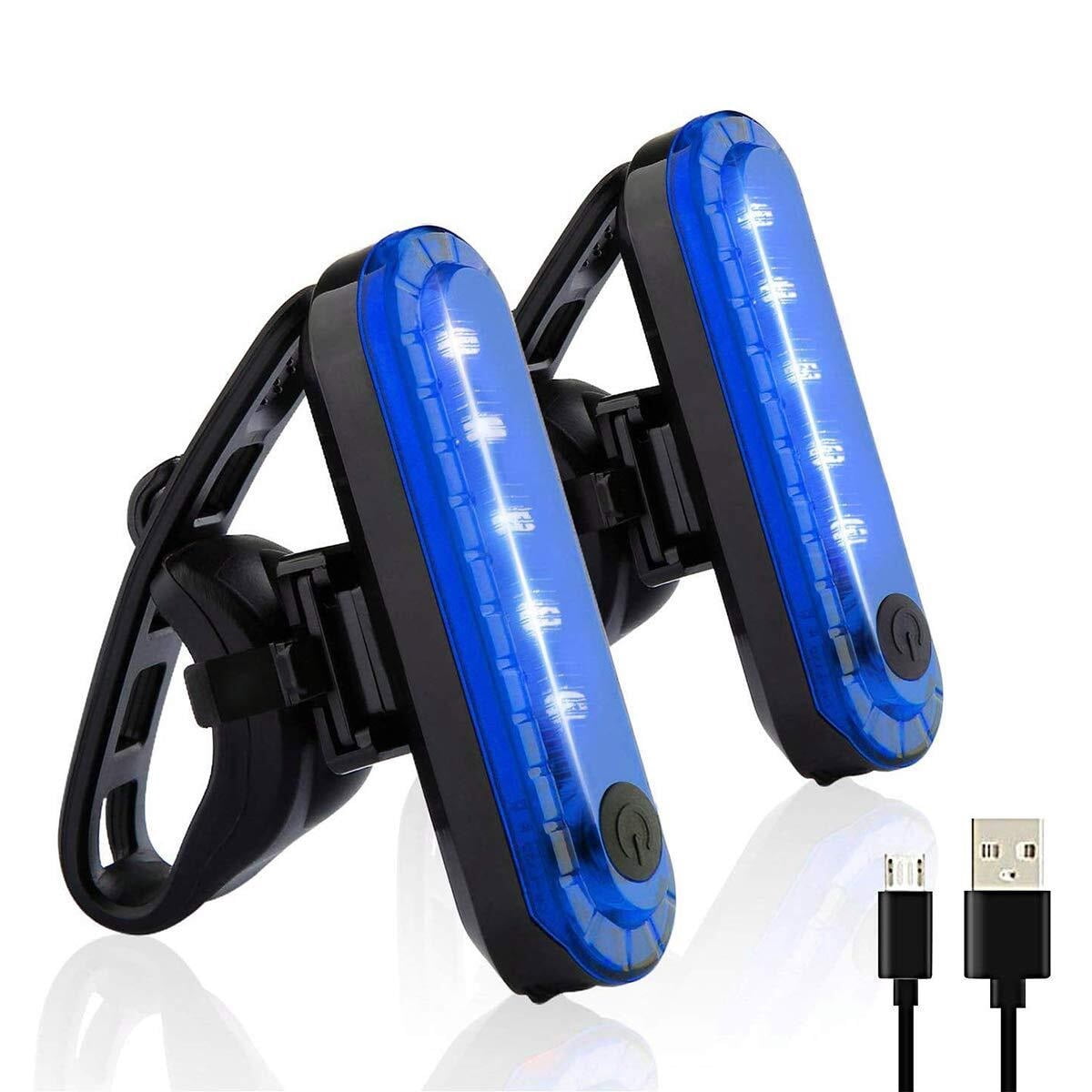 Blue Bike Tail Lights 2 Pack, Ultra Bright USB Rechargeable Bicycle ...