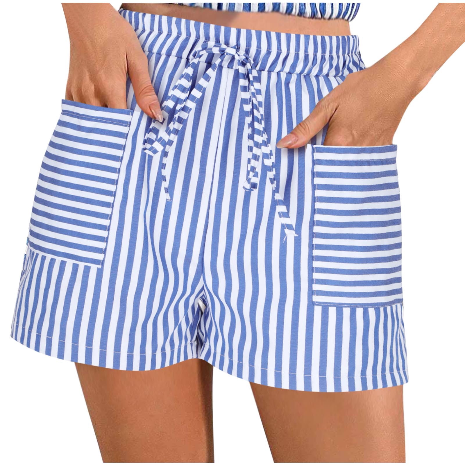 Blue Biker Shorts Women's Summer High Waisted Casual Beach Wide Leg ...