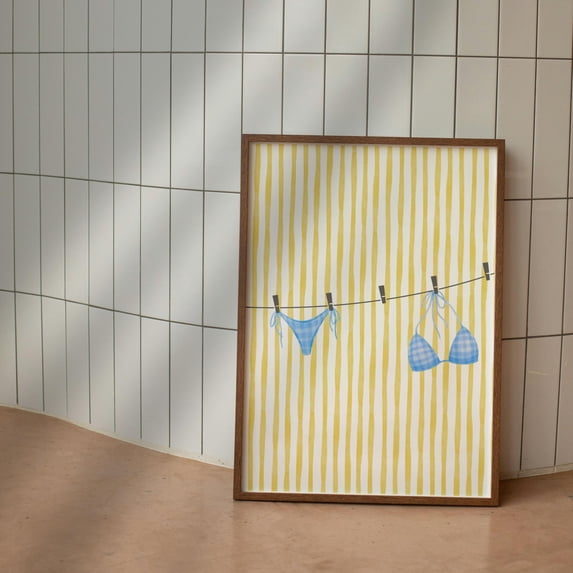Blue Bikini Clothesline Beachy Summer Poster, Poster Home Decor, Poster ...