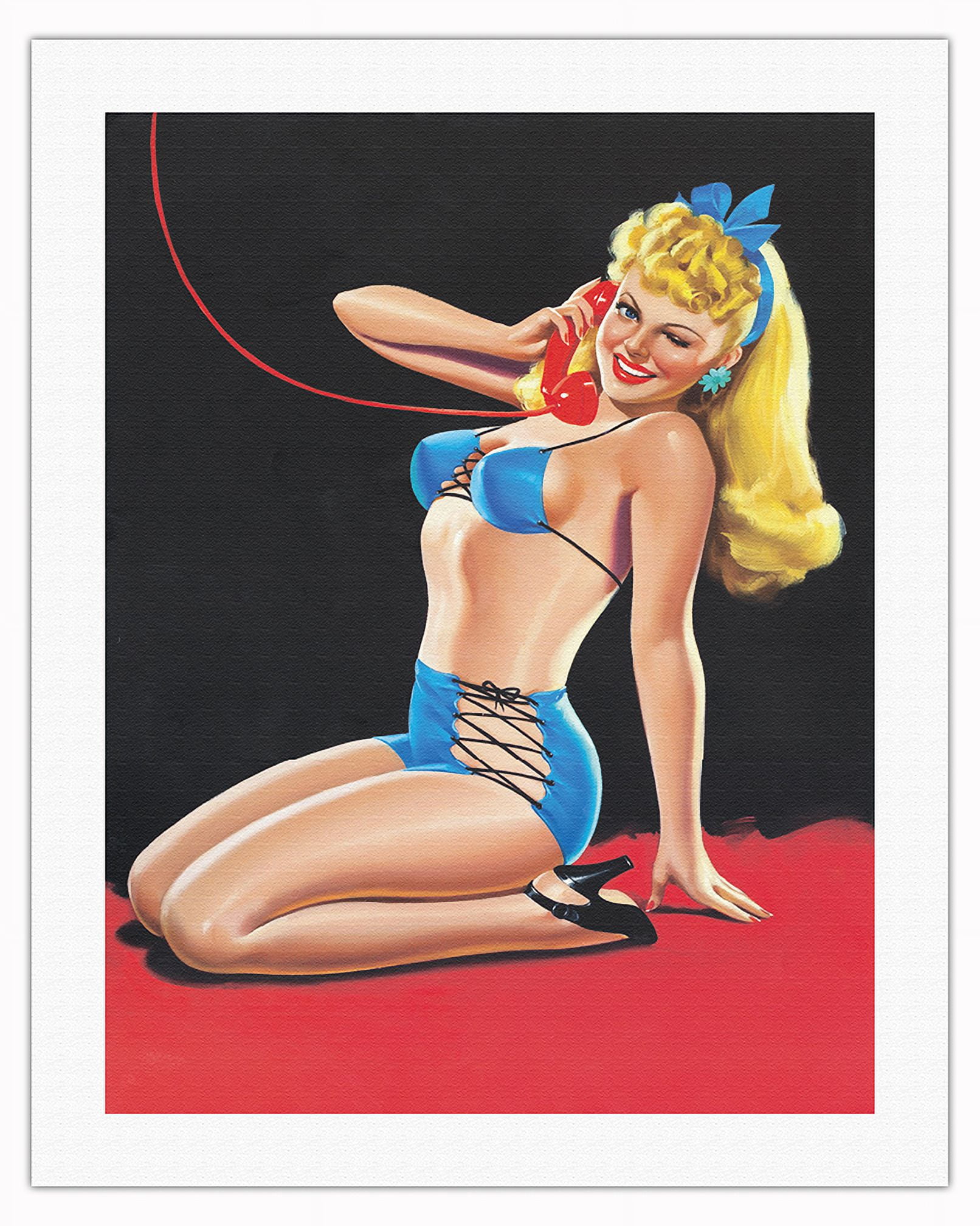 Blue Bikini - Eyeful Magazine Cover January 1945 - Vintage Pin Up Girl Print by Peter Driben ...