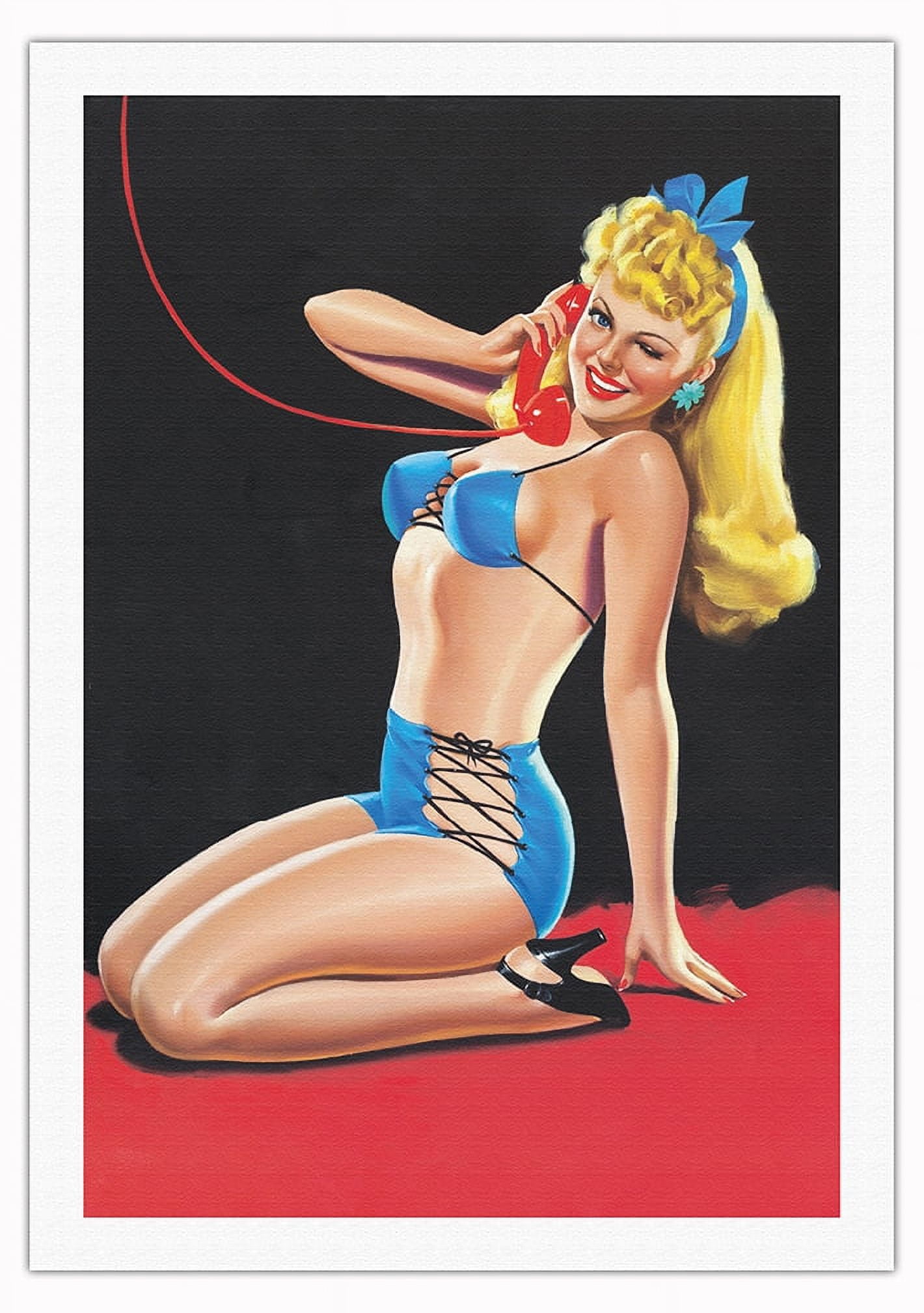 Blue Bikini - Eyeful Magazine Cover January 1945 - Vintage Pin Up Girl Print by Peter Driben ...