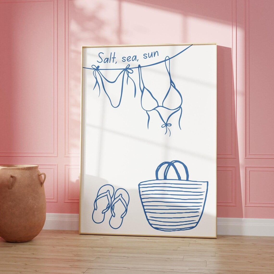 Blue Bikini Wall Art Print Swimsuit Poster Coastal Cowgirl Beachy Print ...