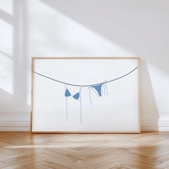Blue Bikini Wall Print Bikini Hanging Poster Trendy Decor Wall Art ...