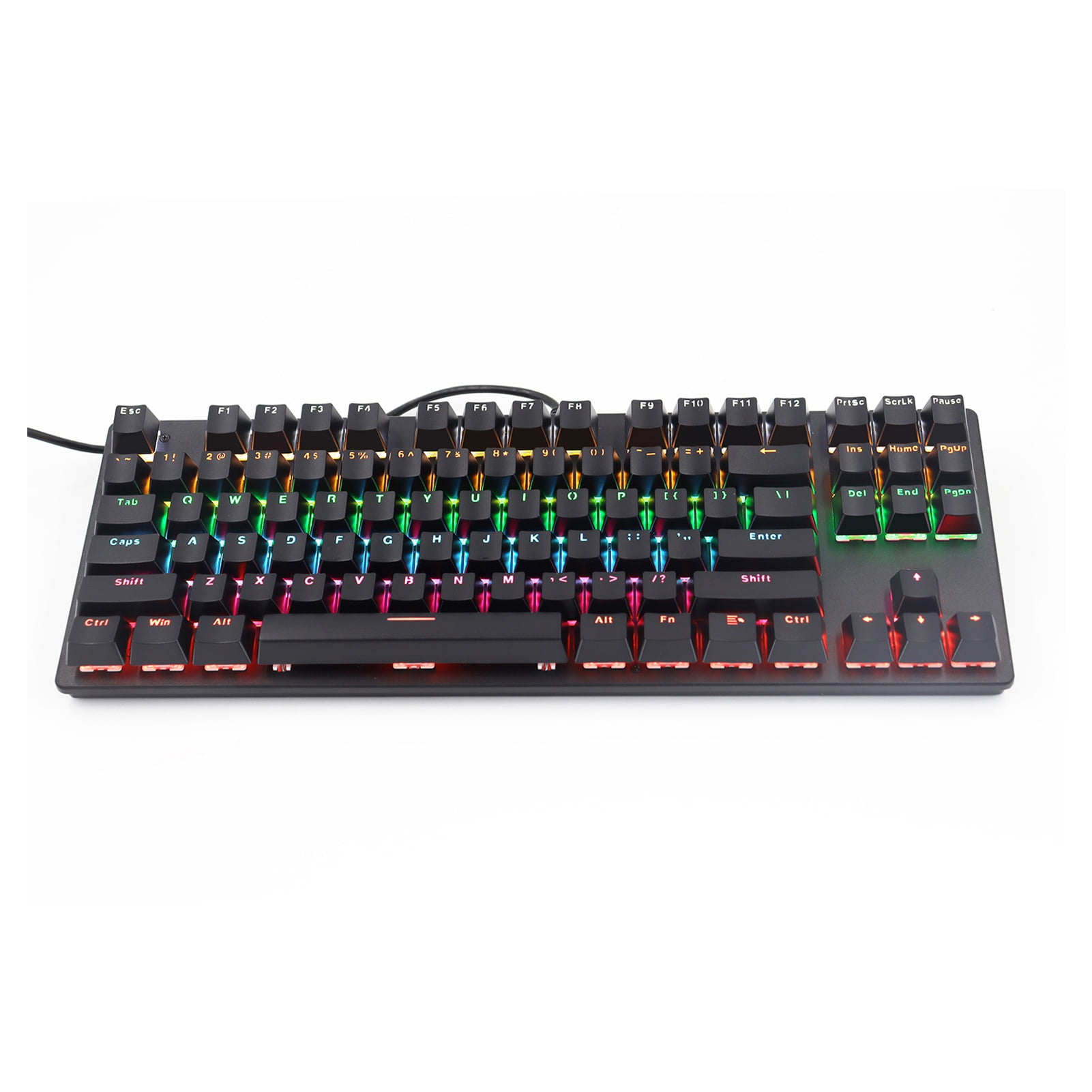Blue Biojee Wired 87-Key Mechanical Gaming Keyboard Rainbow Backlit ...