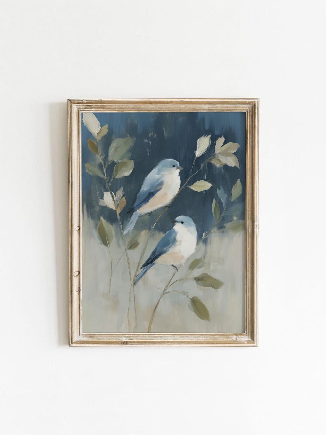 Blue Bird Abstract Birds Sage Green Navy Minimalist Nature Nursery Art ...