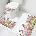 Blue Bird Bathroom Rugs Set Country Fence Flower and Plant Pattern Non ...