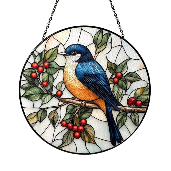 Blue Bird Decorative Stained Glass Style Suncatcher Window Hanging ...