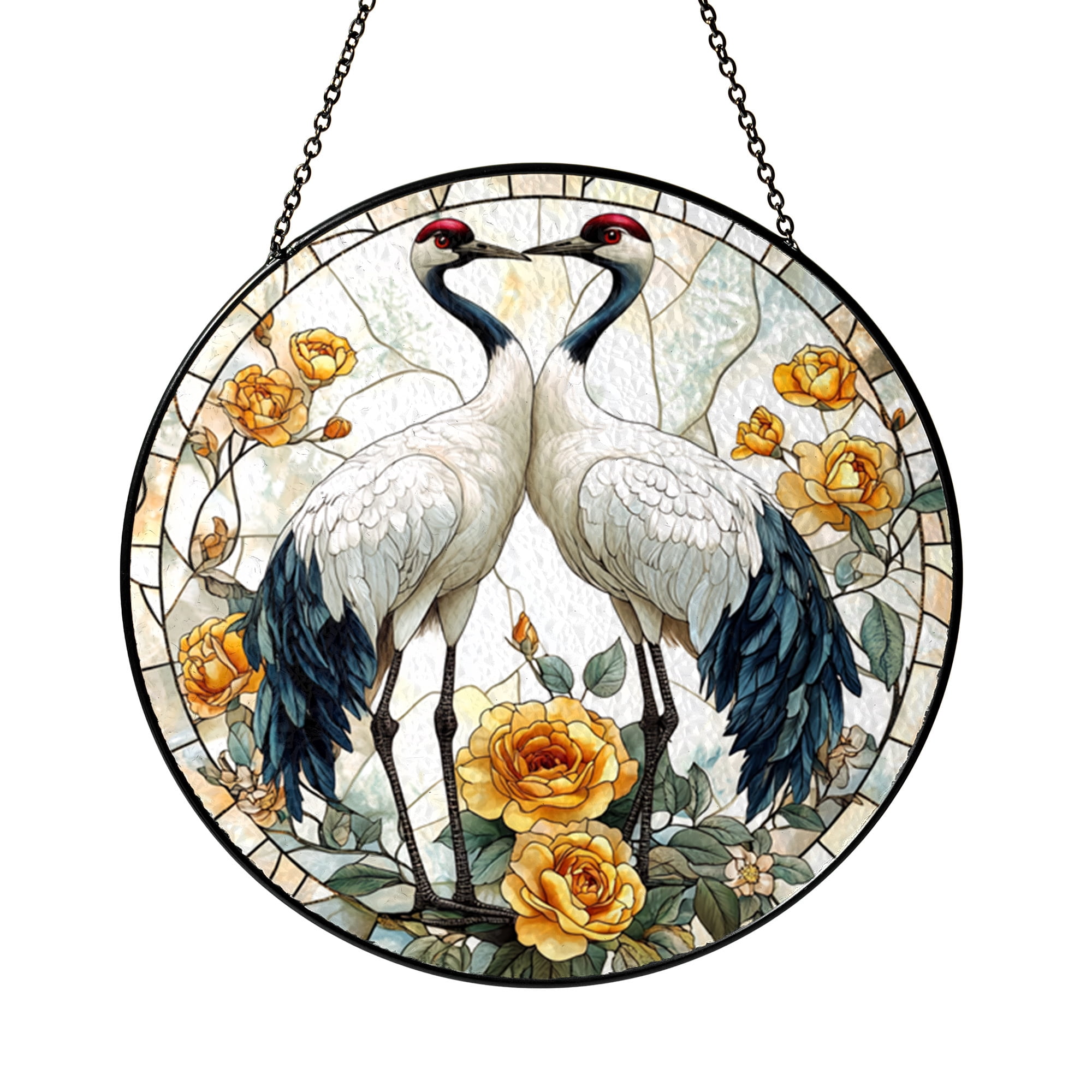 Blue Bird Floral Stained Glass Style Window Hanging – Artistic Decor ...